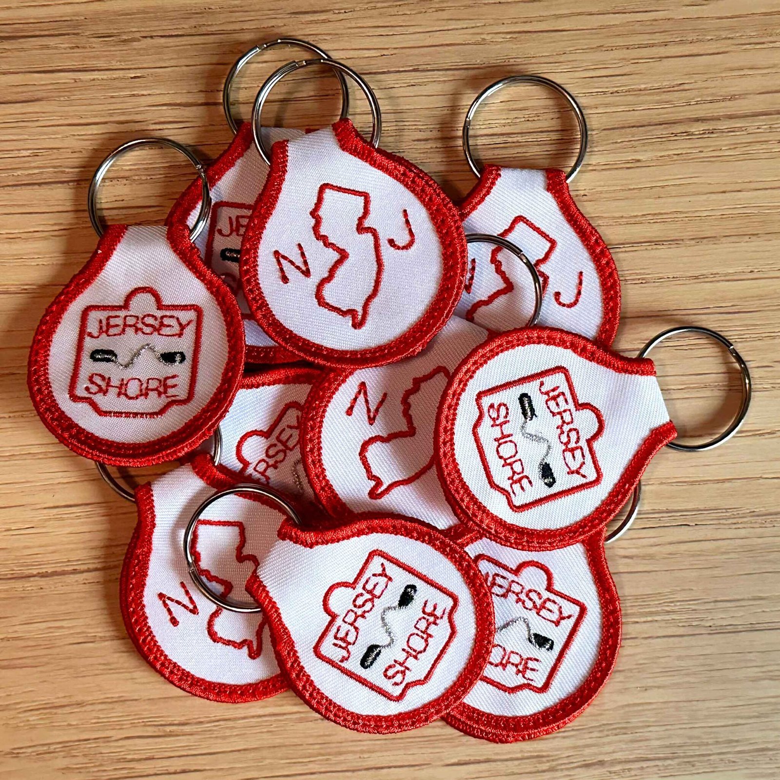 2″ Key Fob New Jersey or Jersey Shore - Girl with a Star-Spangled Heart